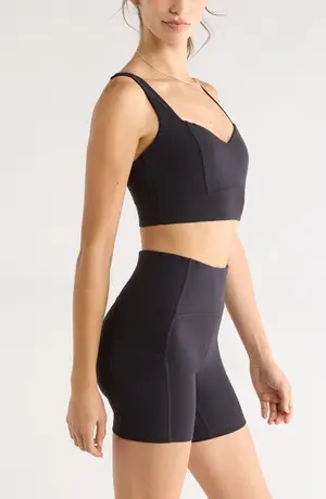 Zella Studio Luxe Sweetheart Sports Bra - Black