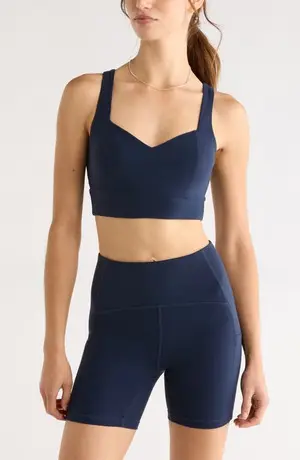 Zella Studio Luxe Sweetheart Sports Bra - Navy Sapphire