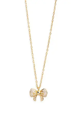Argento Vivo Pavé Bow Pendant Necklace - Gold