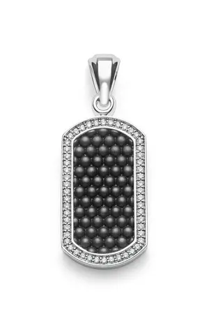 Lagos Anthem Diamond Ceramic Id Tag Pendant - Black