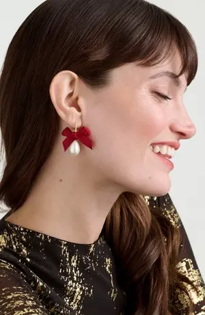 Ted Baker London Riyya Ribbon Bow Faux Pearl Drop Earrings