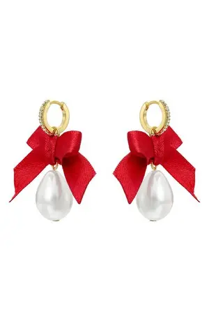 Ted Baker London Riyya Ribbon Bow Faux Pearl Drop Earrings