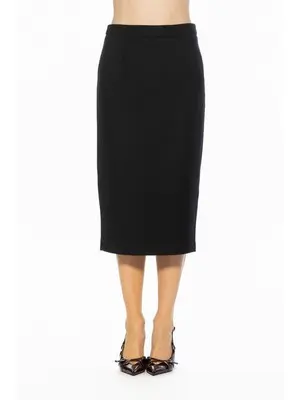 ALEXIA ADMOR Midi Pencil Skirt With Waistband - Black