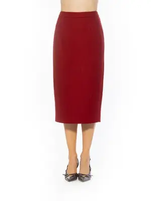 ALEXIA ADMOR Midi Pencil Skirt With Waistband - Red