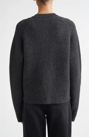TOTEME Hammered Button Cashmere And Wool Cardigan - Charcoal