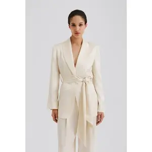 MALINA Liv Satin Wrap Blazer