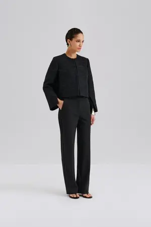 MALINA Ruthie Cropped Boucle Blazer - Black