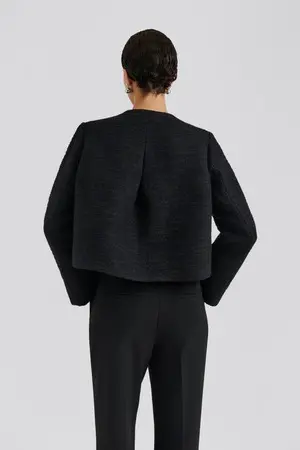 MALINA Ruthie Cropped Boucle Blazer - Black