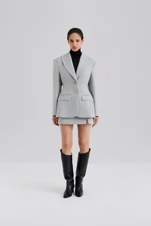 MALINA Ella Tailored Peplum Blazer - Blue Fishbone