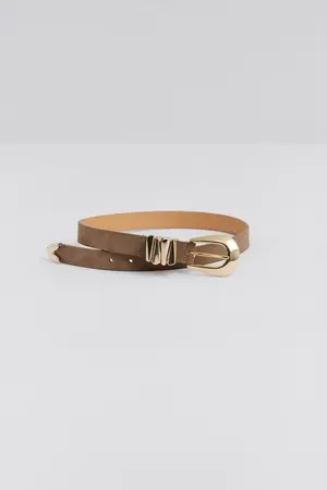 MALINA Azelia Buckle Leather Belt - Taupe