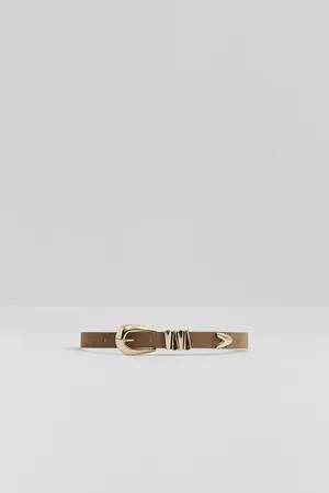 MALINA Azelia Buckle Leather Belt - Taupe
