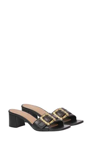 SAINT G Leather Slide Sandal - Black