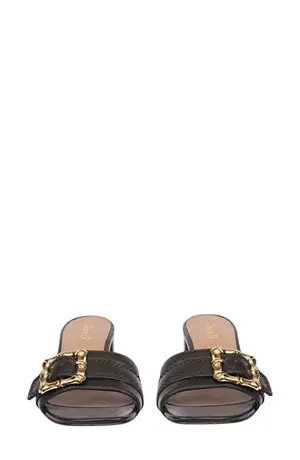 SAINT G Leather Slide Sandal - Black