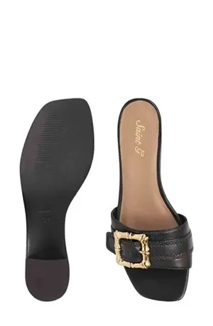SAINT G Leather Slide Sandal - Black