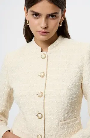 French Connection Tweed Jacket With Pearlescent Buttons