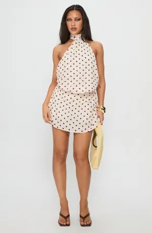 Princess Polly Natalea Polka Dot Halter Romper