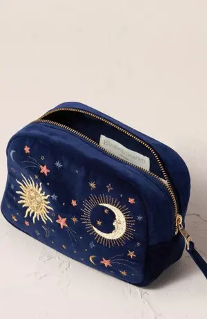 ELIZABETH SCARLETT Celestial Velvet Makeup Bag - Navy