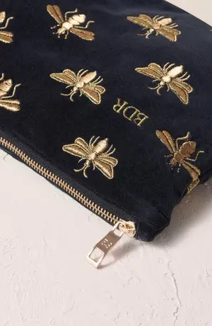 ELIZABETH SCARLETT Honey Bee Velvet Everyday Pouch - Charcoal