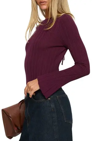 Princess Polly Open Back Rib Bodysuit - Plum