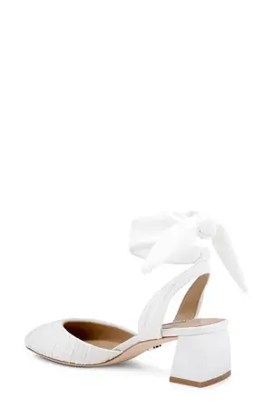 Badgley Mischka Ofelia Ankle Tie Pumps - White Fabric