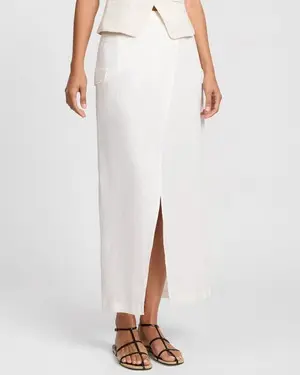 Onia Linen Utility Wrap Maxi Skirt - Natural