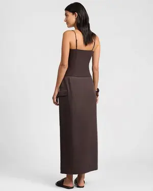 Onia Air Linen Strappy Square Neck Top - Espresso