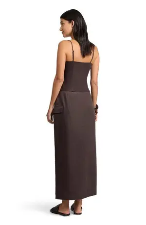 Onia Air Linen Strappy Square Neck Top - Espresso