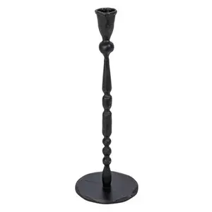 STORIED HOME Decorative Hand-forged Metal Taper Holder - Black