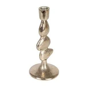 STORIED HOME Cast Aluminum Stacked Taper Holder - Silver
