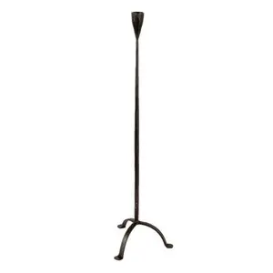 STORIED HOME 24"h Hand-forged Cast Metal Footed Taper Holder - Black