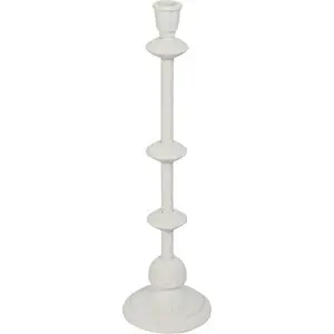 STORIED HOME Tall Metal Taper Candle Holder - White