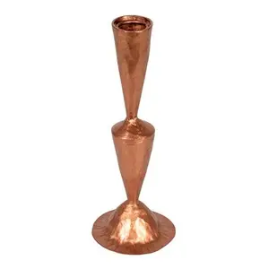 STORIED HOME Round Hand-forged Cast Metal Taper Holder - Copper