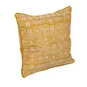 STORIED HOME Cotton Velvet Pattern And Piping Pillow - Orange