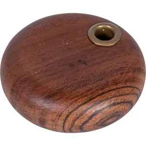 STORIED HOME Mango Wood And Metal Taper Holder - Natural