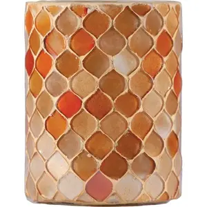STORIED HOME Round Glass Mosaic Votive Holder - Orange