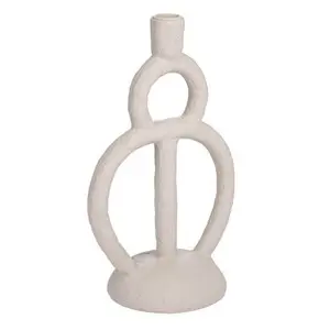 STORIED HOME Modern Sculptural Taper Candle Holder - Cream