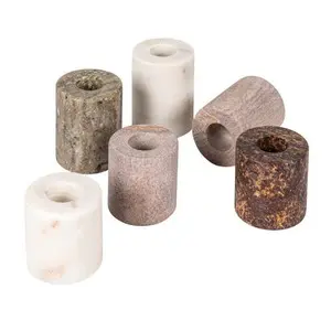 STORIED HOME Decorative Marble Taper Candle Holders, Multicolor - Tan