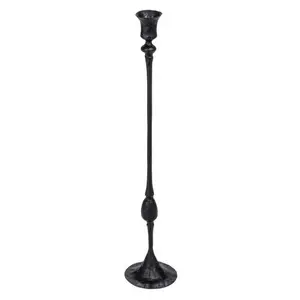 STORIED HOME Tall Decorative Hand-forged Metal Taper Holder - Black