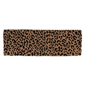 STORIED HOME Coir Double Doormat With Leopard Print - Natural
