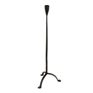 STORIED HOME 20"h Hand-forged Cast Metal Footed Taper Holder - Black