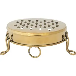 STORIED HOME Round Stainless Steel Footed Grater - Gold