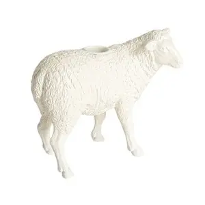 STORIED HOME Pastoral Elegance Sheep Taper Holder - White