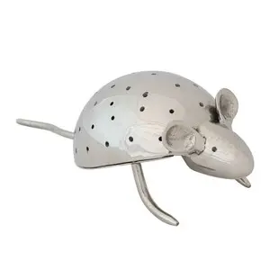 STORIED HOME Aluminum Vintage Reproduction Mouse Toothpick Holder - Silver