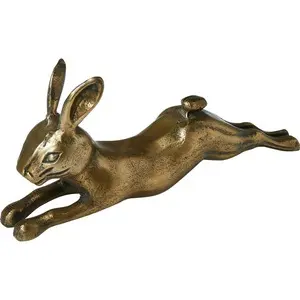 STORIED HOME Decorative Embossed Aluminum Rabbit - Brass