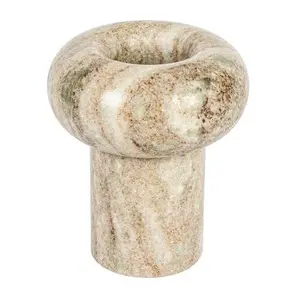 STORIED HOME Round Marble Tealight Holder - Beige