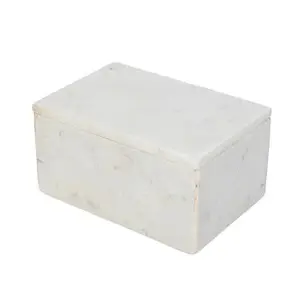 STORIED HOME Marble Box Storage Container With Lid - White