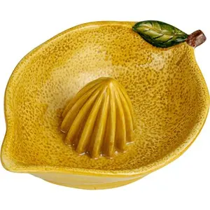 STORIED HOME Countryside Citrus Stoneware Lemon Juicer - Yellow