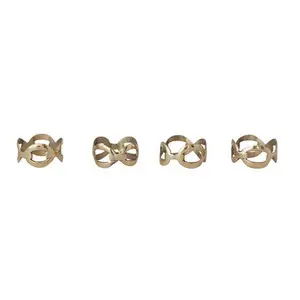 STORIED HOME 4-piece Chain Shaped Napkin Rings With Leather Tie - Brass