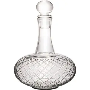 STORIED HOME 3.5-quart Etched Glass Decanter With Diamond Pattern And Glass Stopper - Clear