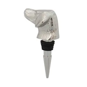 STORIED HOME Cast Aluminum Dog Head Bottle Stopper In Kraft Box - Silver